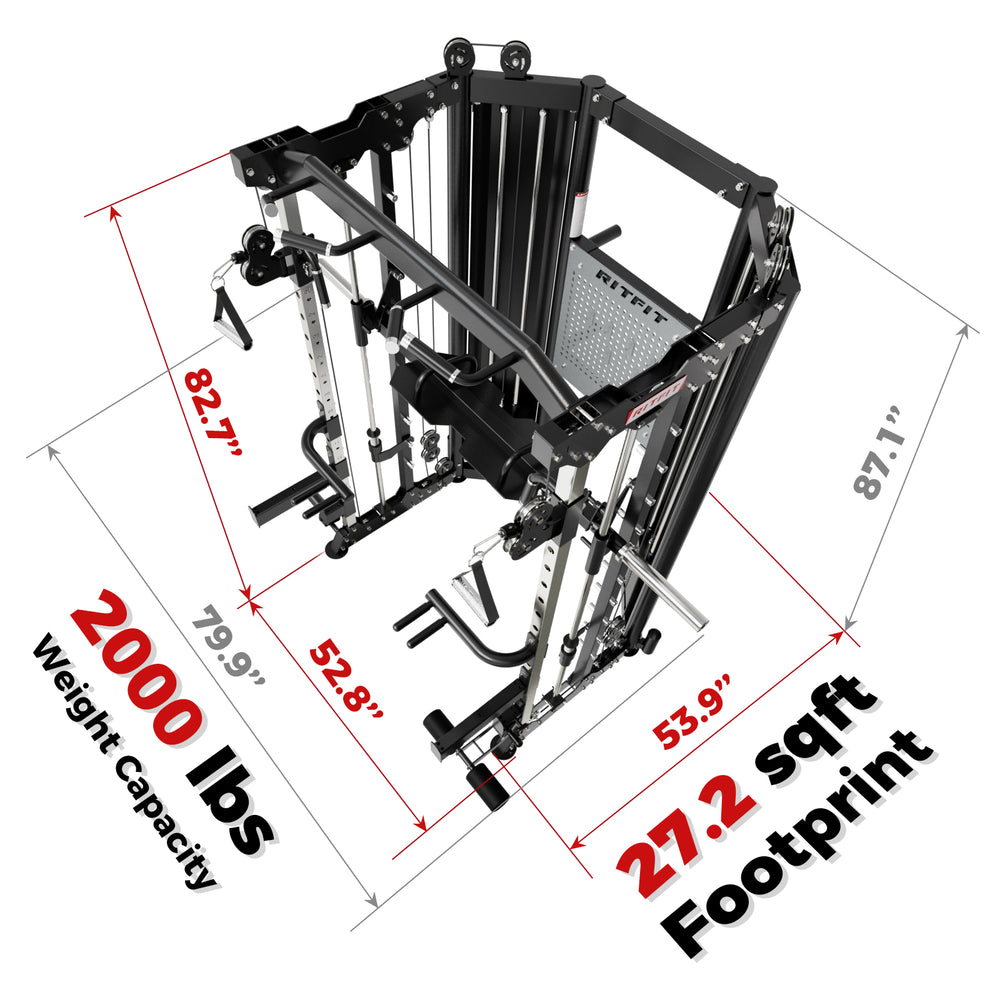 RitFit BPC06 All-In-One Smith Machine with 260LB Weight Stacks