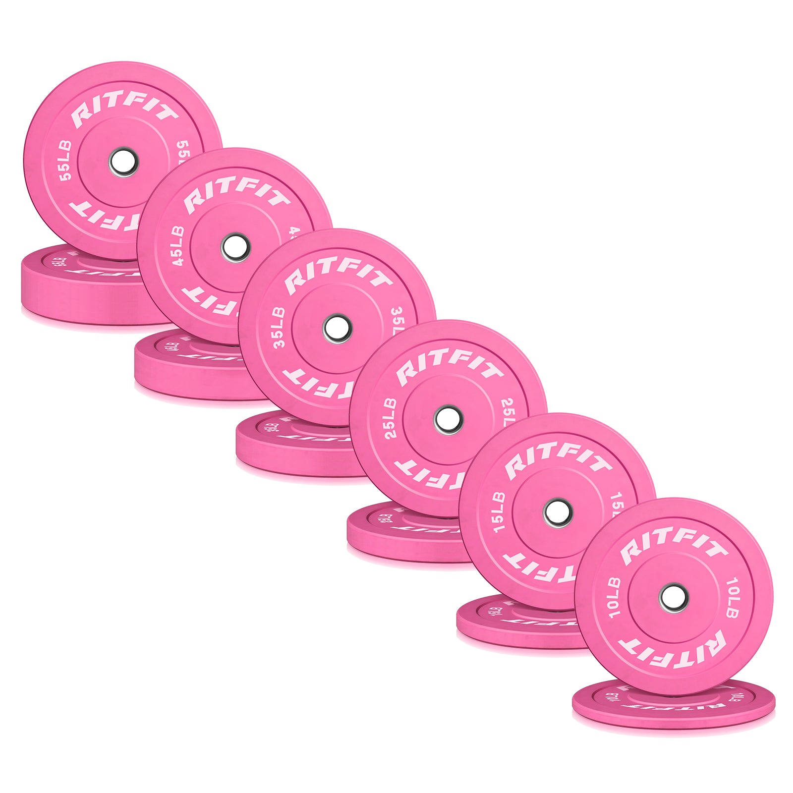 RitFit 2-inch Bumper Plates Olympic Rubber Weight Plates Set 100-370LB