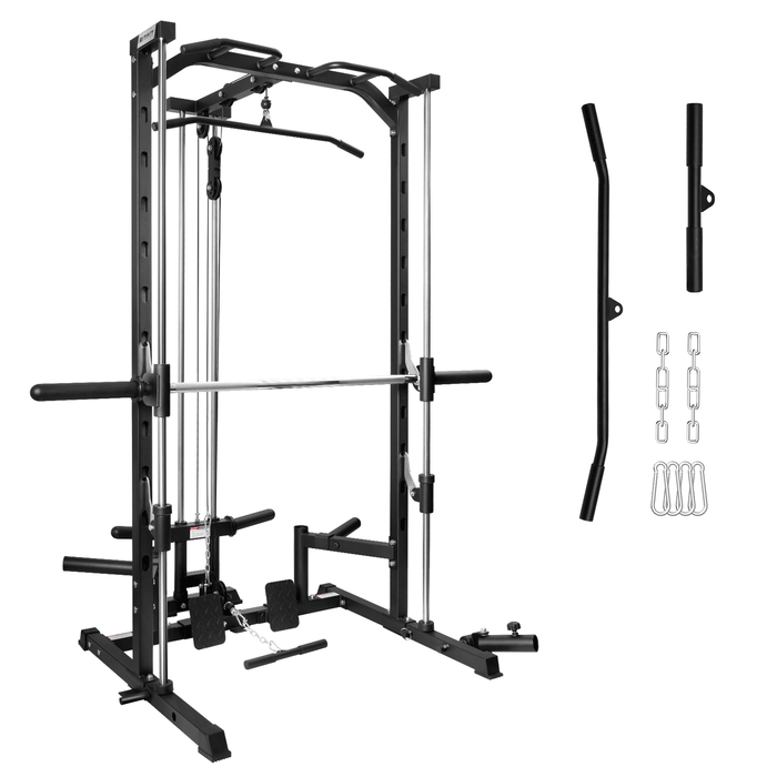 RitFit PSR05 2.0 Multifunctional Smith Machine Power Rack with LAT-Pul