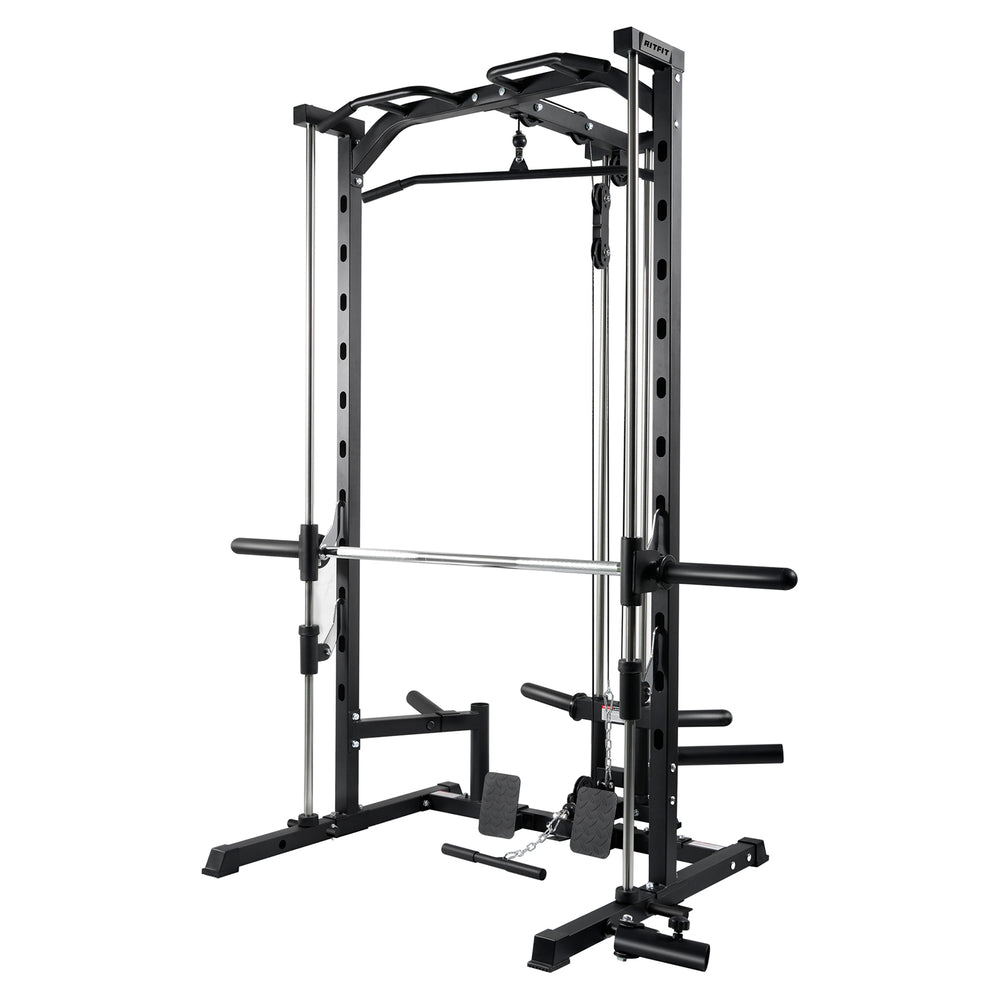 RitFit PSR05 2.0 Multifunctional Smith Machine Power Rack with LAT-Pul