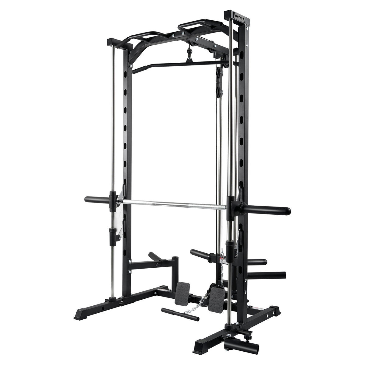 RitFit PSR05 2.0 Multifunctional Smith Machine Power Rack with LAT-Pul