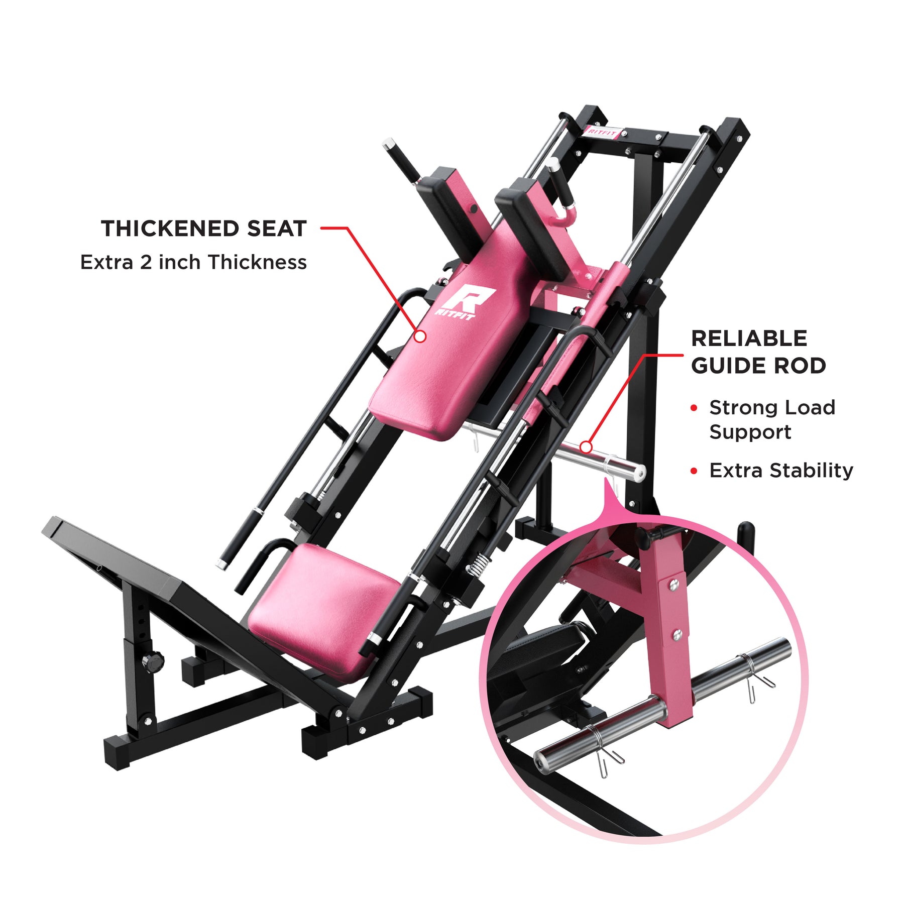 RitFit BLP01 45 Degree 3-In-1 Leg Press Hack Squat and Calf Raise Mach
