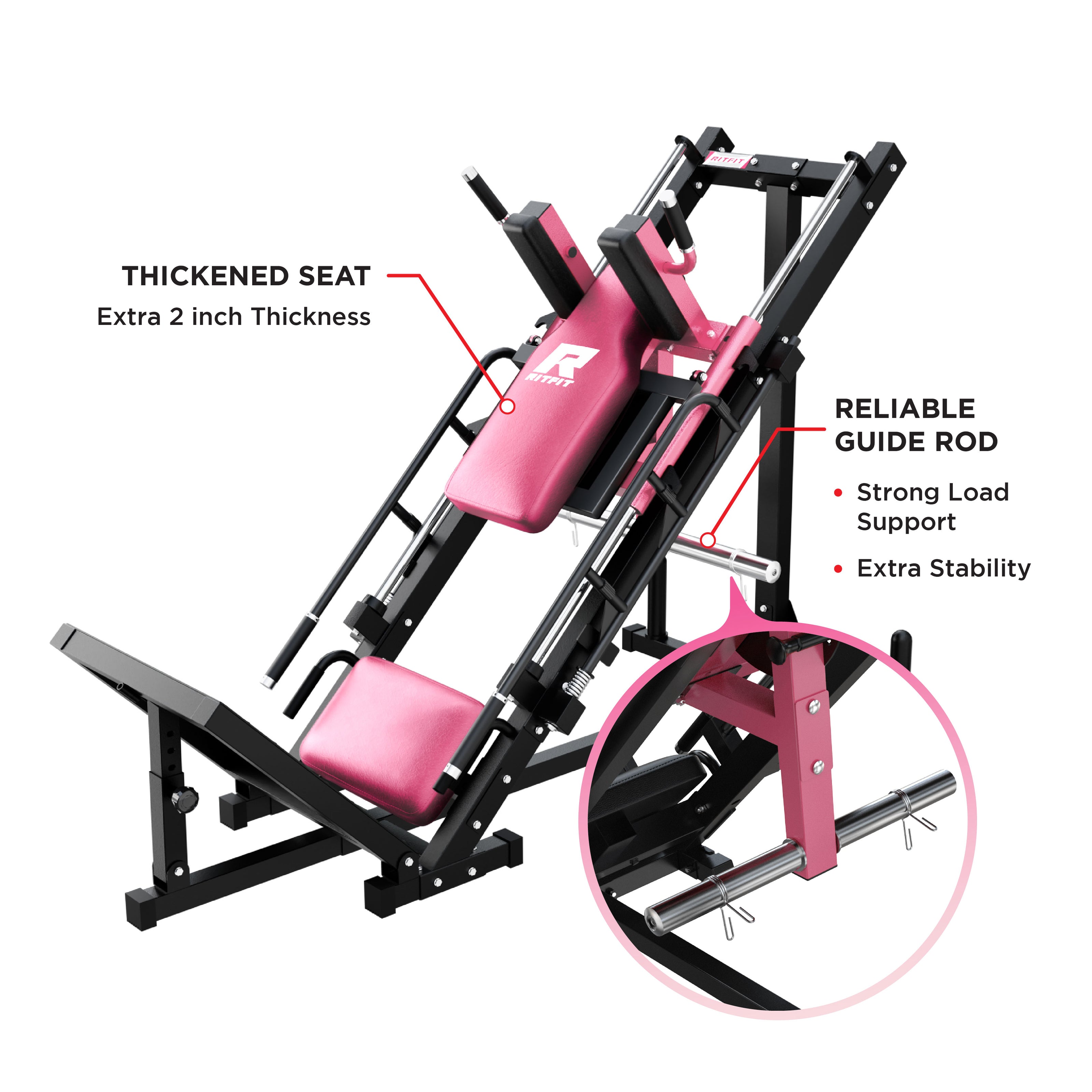 RitFit BLP01 45 Degree 3-In-1 Leg Press Hack Squat and Calf Raise Mach