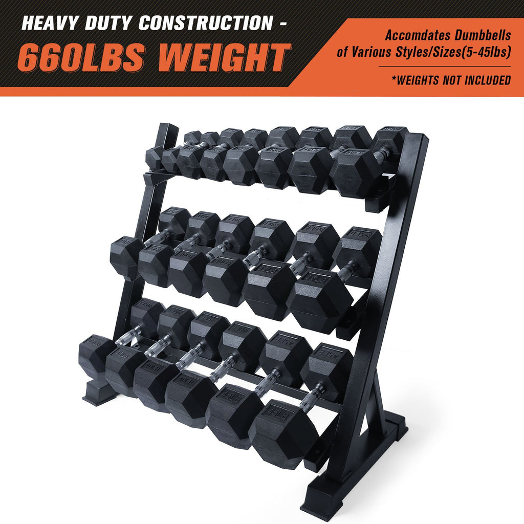 RitFit 3-Tier Small Dumbbell Weight Rack for Home Gym